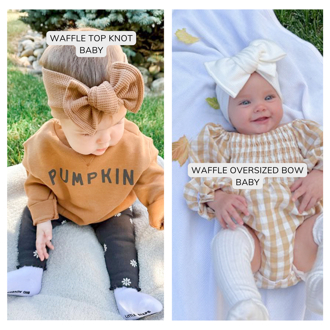 White Waffle Baby Headband, Top Knot or Oversized Bow Style | Harper + Remi